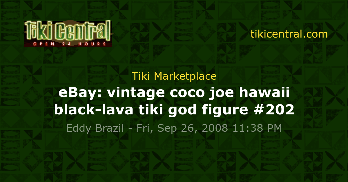 eBay: vintage coco joe hawaii black-lava tiki god figure #202 - Tiki ...